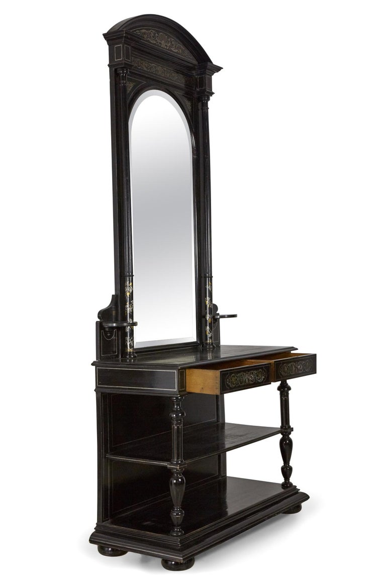 French Renaissance Style 19th Century Inlaid Mirrored Hall Table For ...