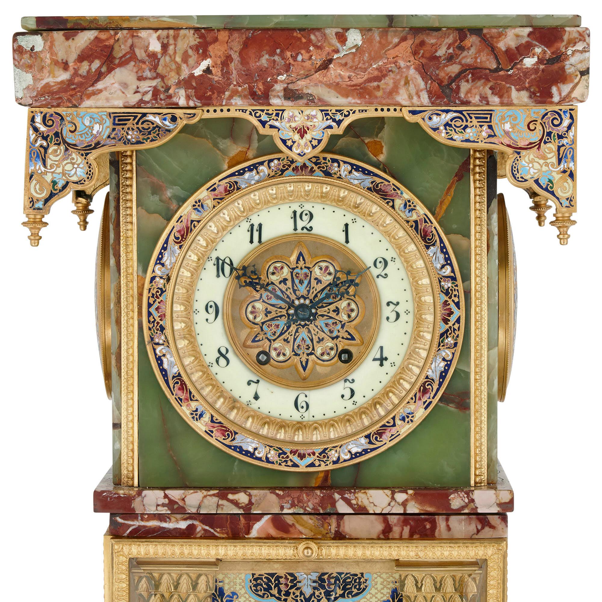 French Renaissance Style Gilt Bronze and Enamel Mounted Onyx Standing ...