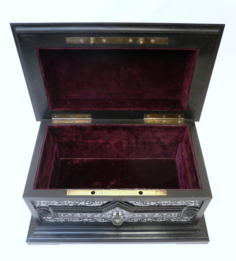 French Renaissance Style Inlay Ebony Box by Tahan at 1stDibs