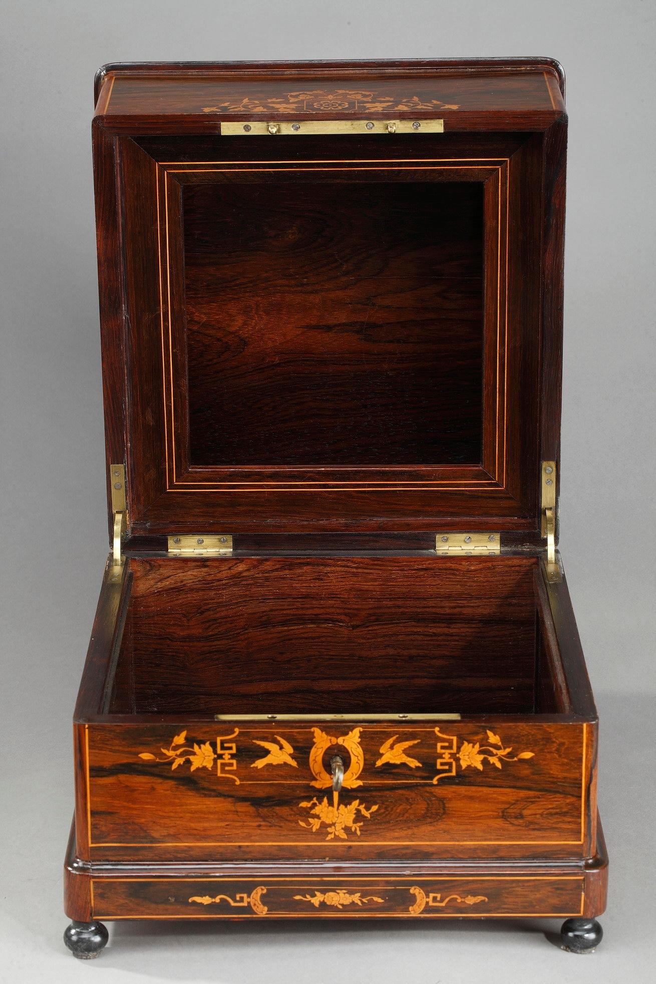 French Restauration Amaranth and Wood Marquetry Liqueur Cellarette at ...