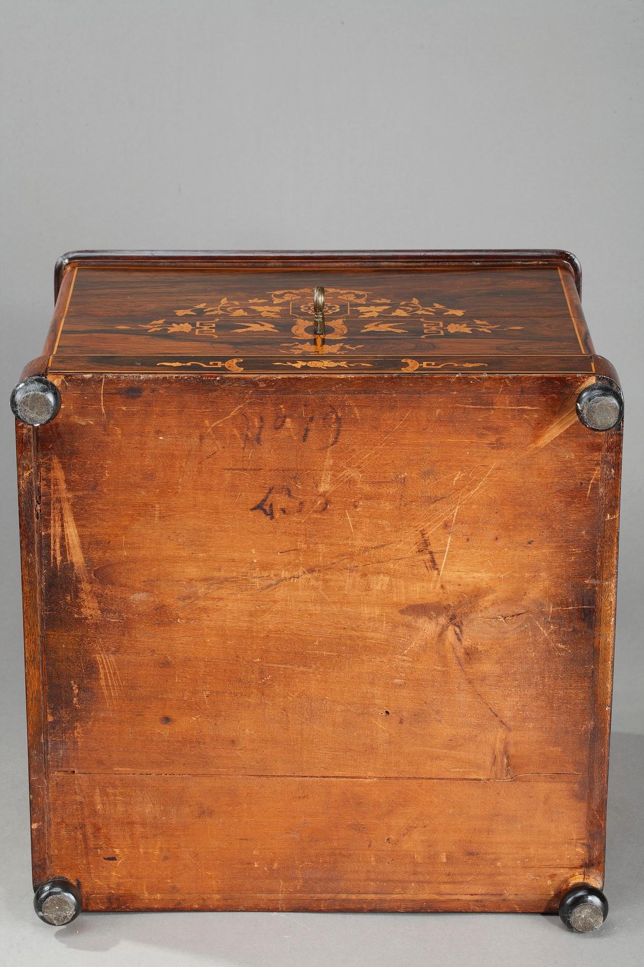 French Restauration Amaranth and Wood Marquetry Liqueur Cellarette at ...