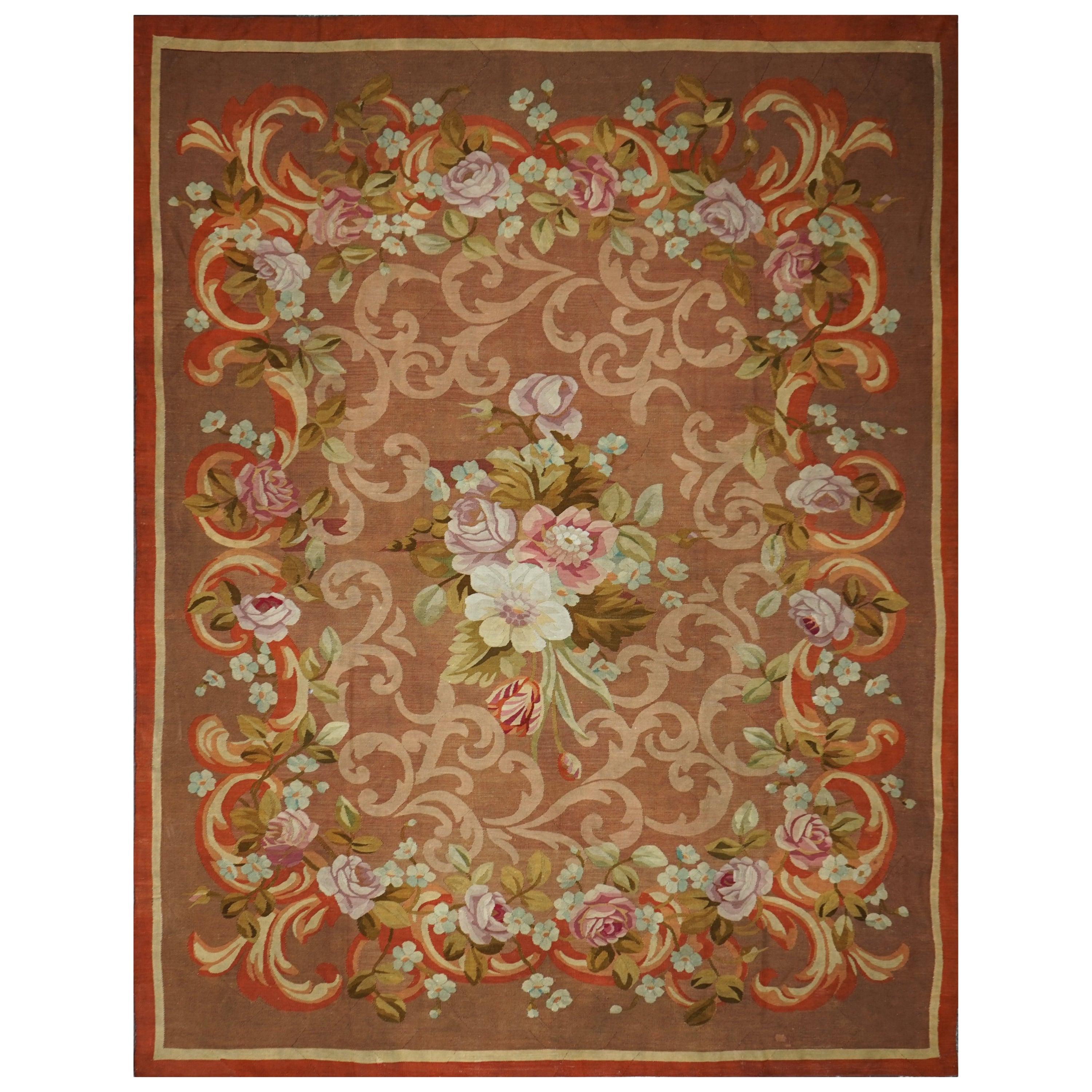Handwoven Antique Aubusson Wool and Silk Rug, circa 1970s For Sale at ...