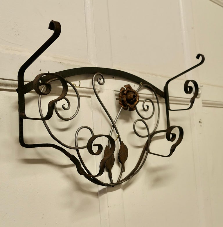 French Retro Chic Iron and Toleware Hat and Coat Rack For Sale at 1stDibs