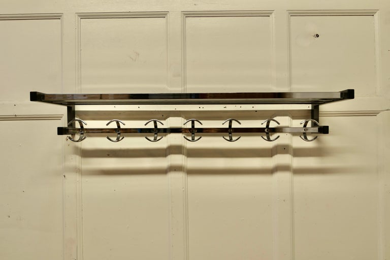 French Retro Long Chrome Hat and Coat Rack For Sale at 1stDibs