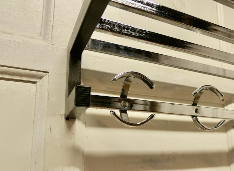 French Retro Long Chrome Hat and Coat Rack For Sale at 1stDibs