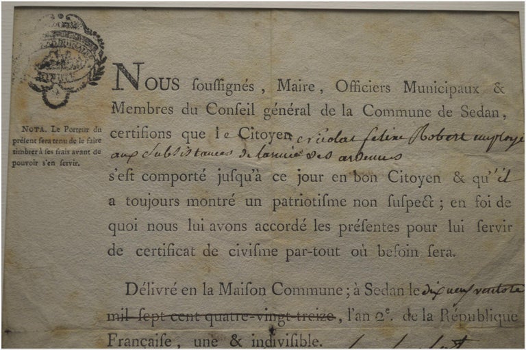 French Revolution, 1794, Two Documents, Revolutionary Surveillance ...