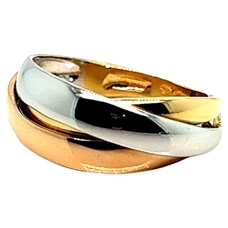 French Ring 3 Gold Yellow Gold Pink Gold and White Gold For Sale at 1stDibs