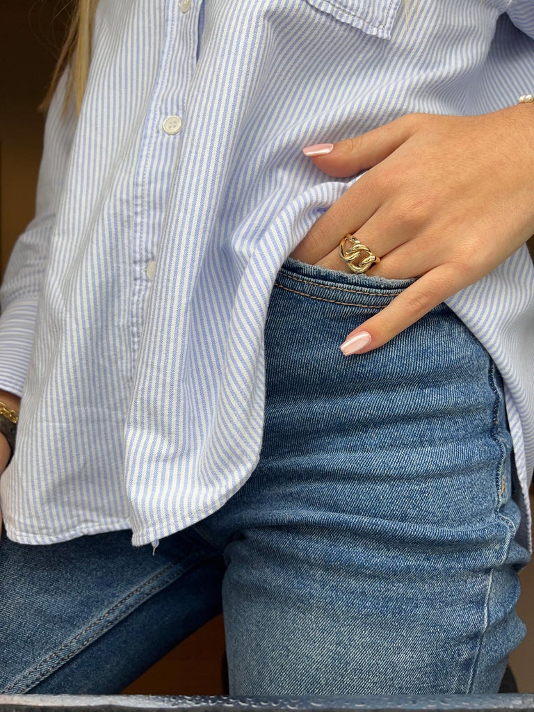 French Ring Large Link Yellow Gold For Sale at 1stDibs