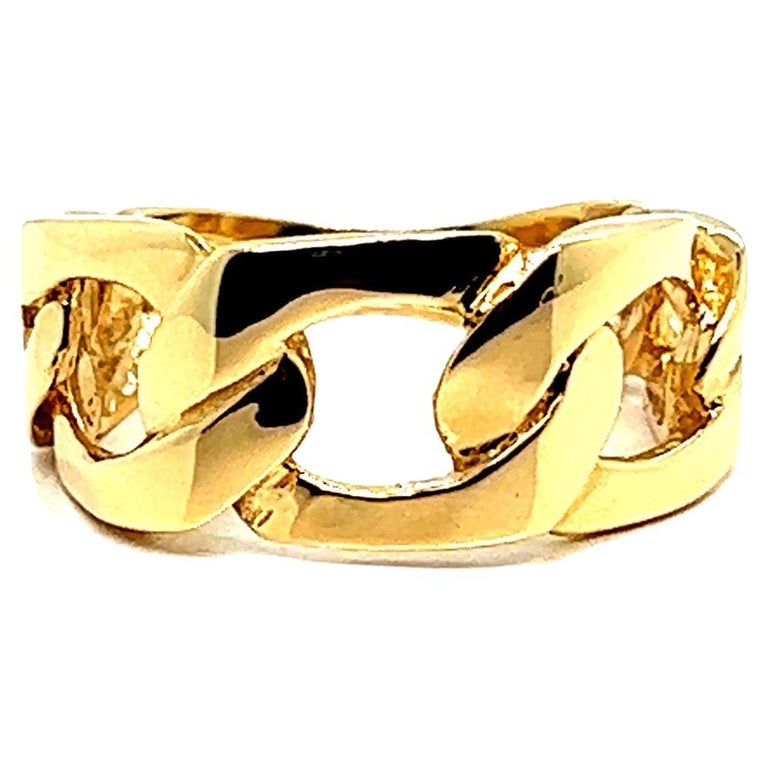 French Ring Yellow Gold 3 Large Links 2 Small Links For Sale at 1stDibs