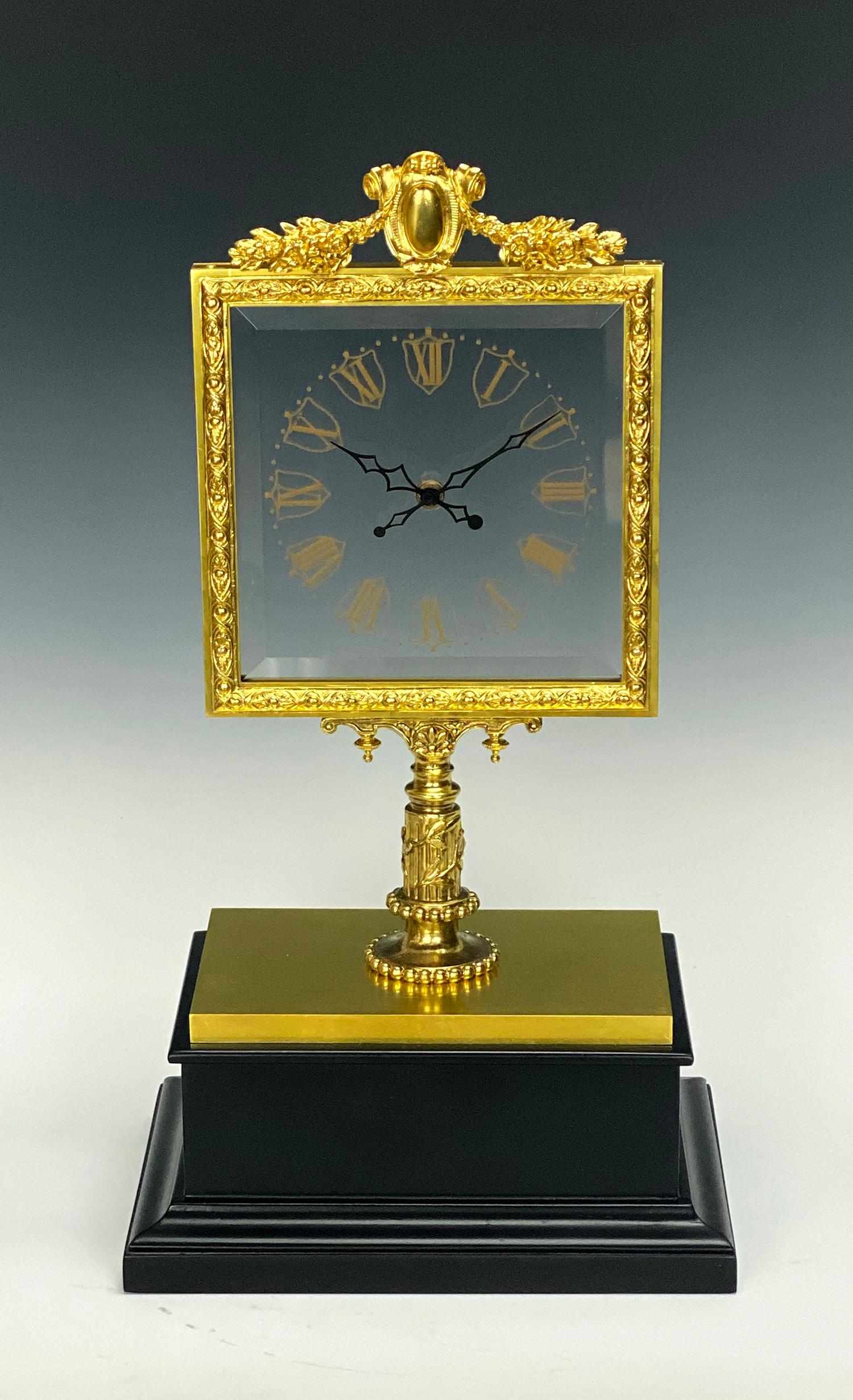 French Robert Houdin Glass Dial Double Hands Gilt Mystery Magic Mantle ...