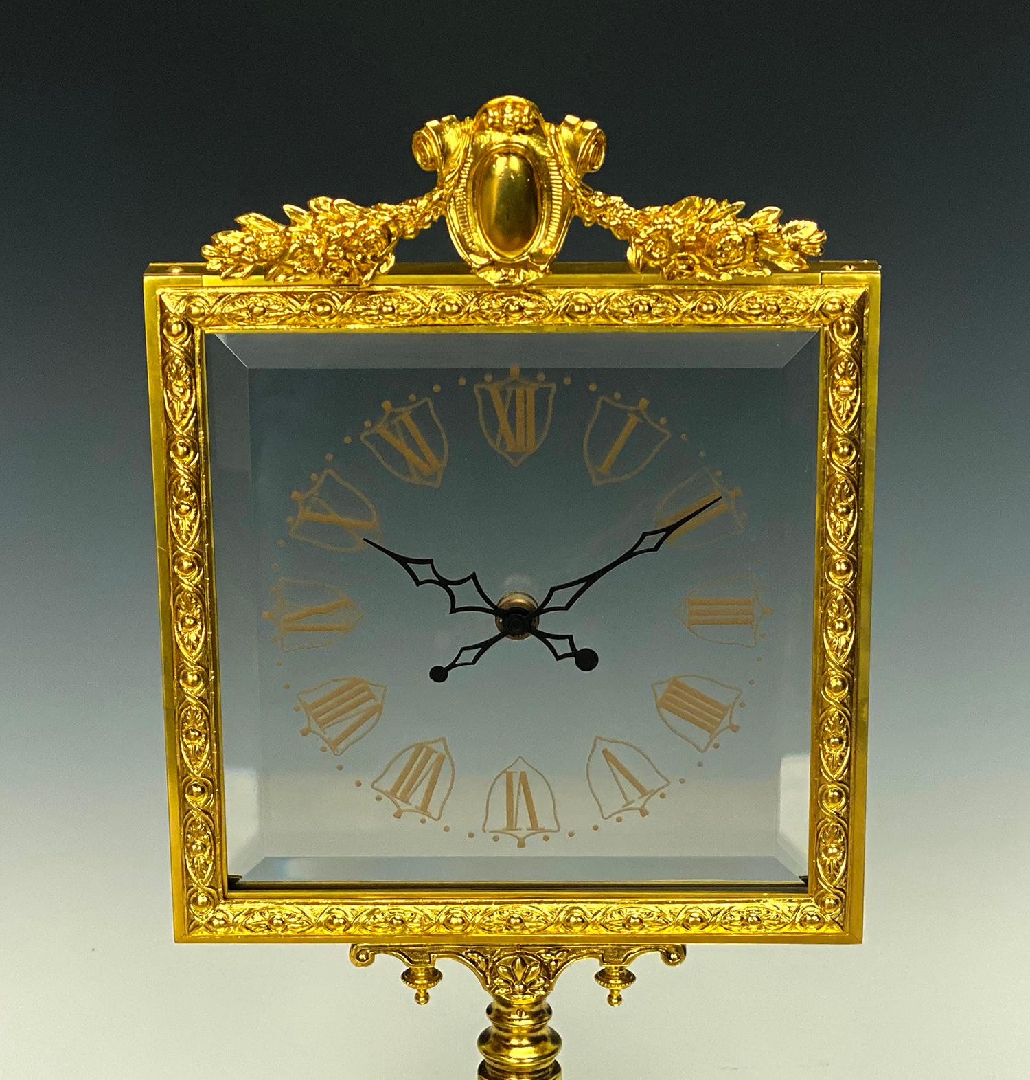 French Robert Houdin Glass Dial Double Hands Gilt Mystery Magic Mantle ...