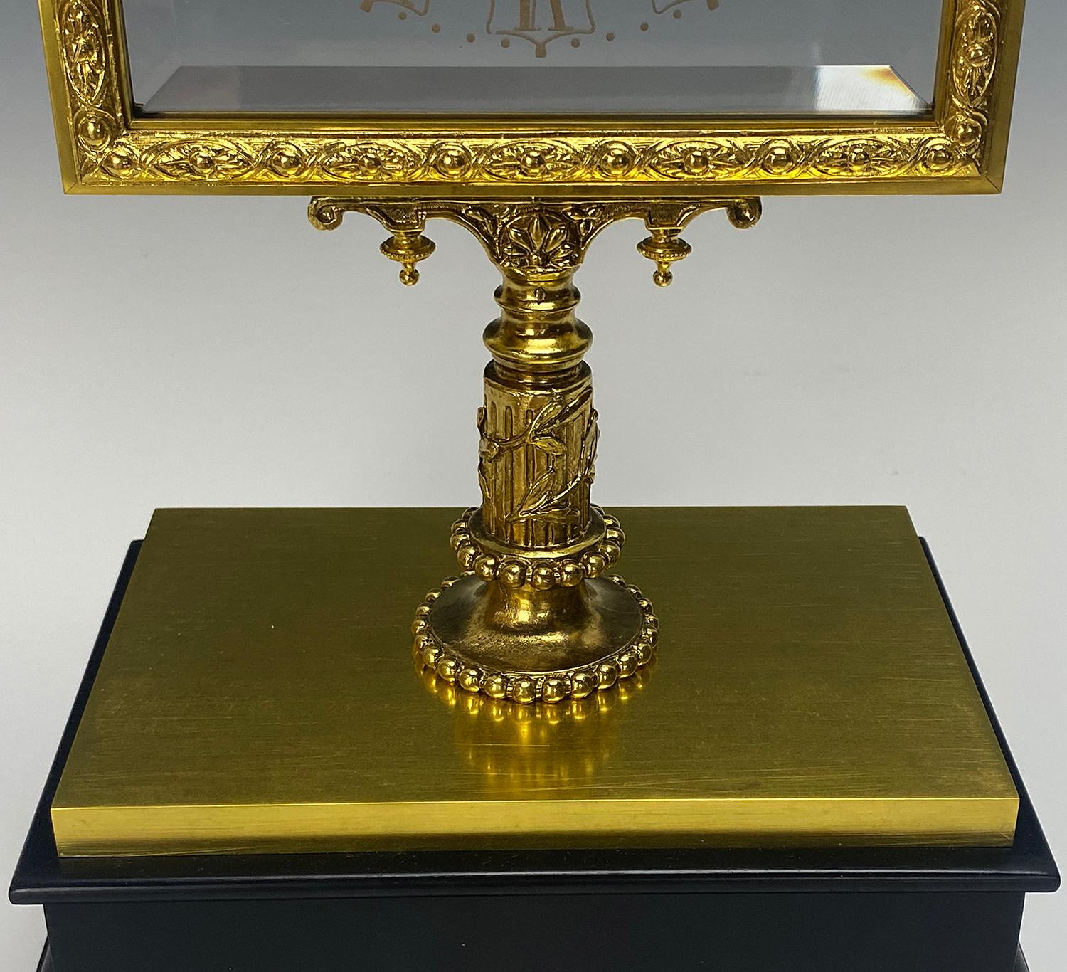 French Robert Houdin Glass Dial Double Hands Gilt Mystery Magic Mantle ...