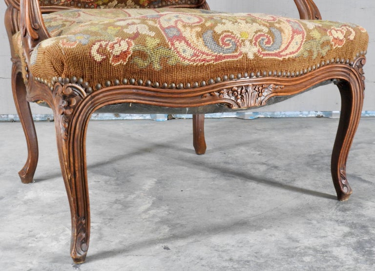 French Rococo Fauteuil with Needlepoint Upholstery For Sale at 1stDibs ...