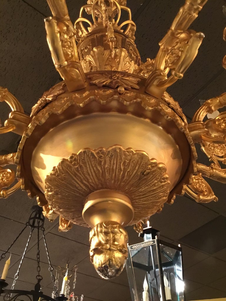 French Rococo Gold Washed Bronze Chandelier For Sale at 1stDibs