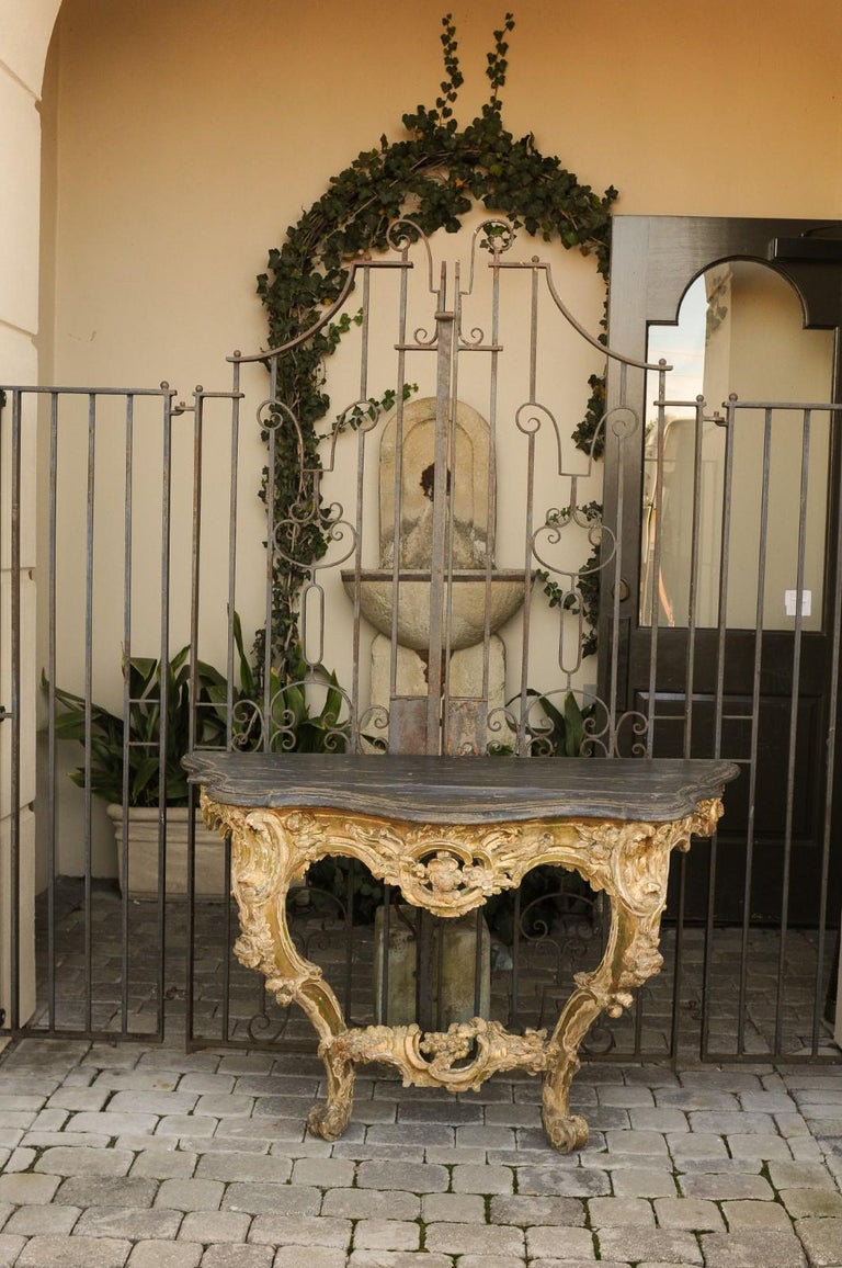 French Rococo Period 1740s Painted Console Table with Hand Carved ...