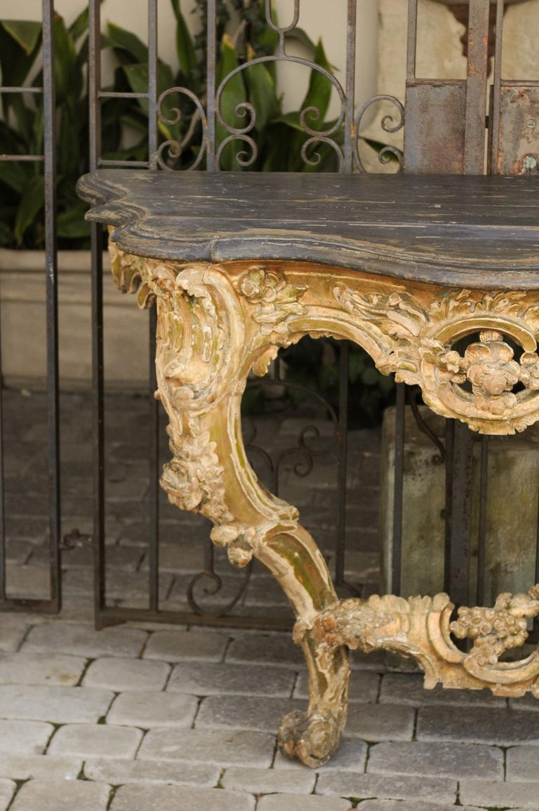 French Rococo Period 1740s Painted Console Table with Hand Carved ...
