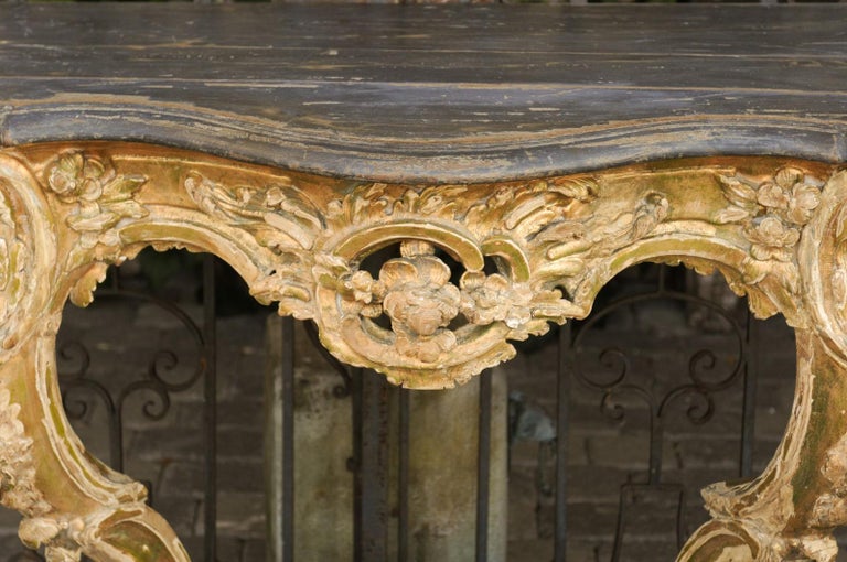French Rococo Period 1740s Painted Console Table with Hand Carved ...