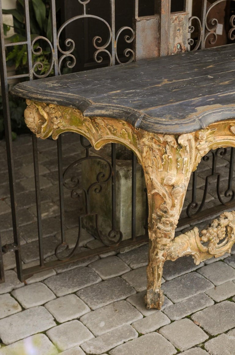 French Rococo Period 1740s Painted Console Table with Hand Carved ...
