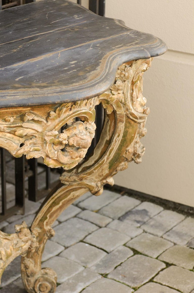 French Rococo Period 1740s Painted Console Table with Hand Carved ...