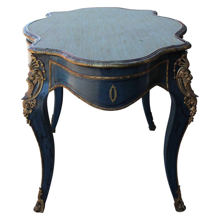 French Rococo Revival Ormolu Mounted Polychrome Turtle Top Center Table ...