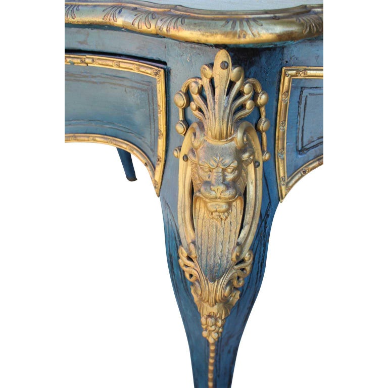 French Rococo Revival Ormolu Mounted Polychrome Turtle Top Center Table ...