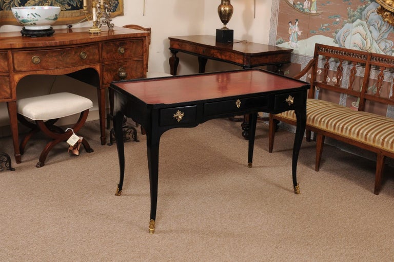 French Rococo Style Black Lacquered Writing Table, Early 20th Century ...