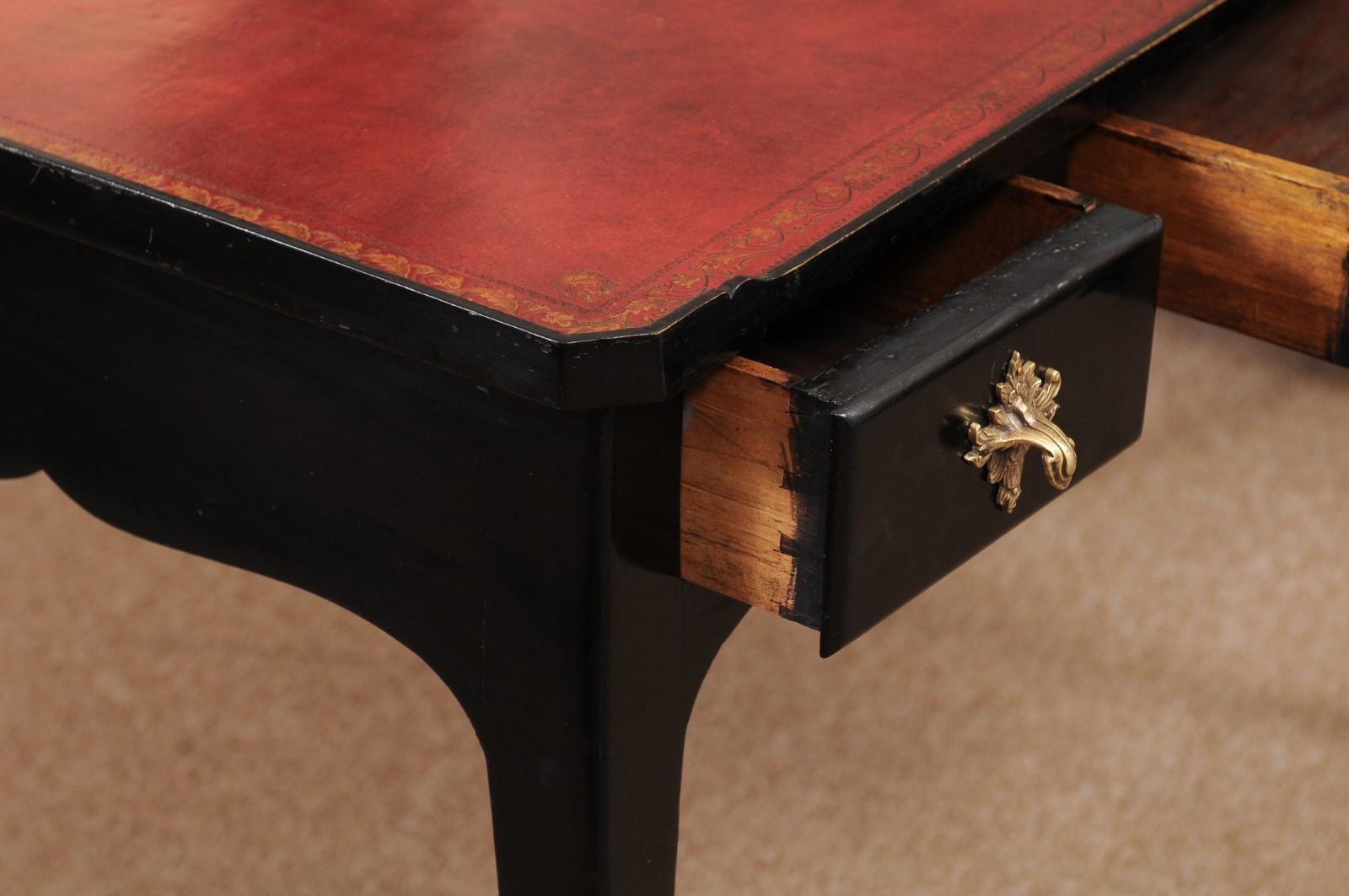 French Rococo Style Black Lacquered Writing Table, Early 20th Century ...