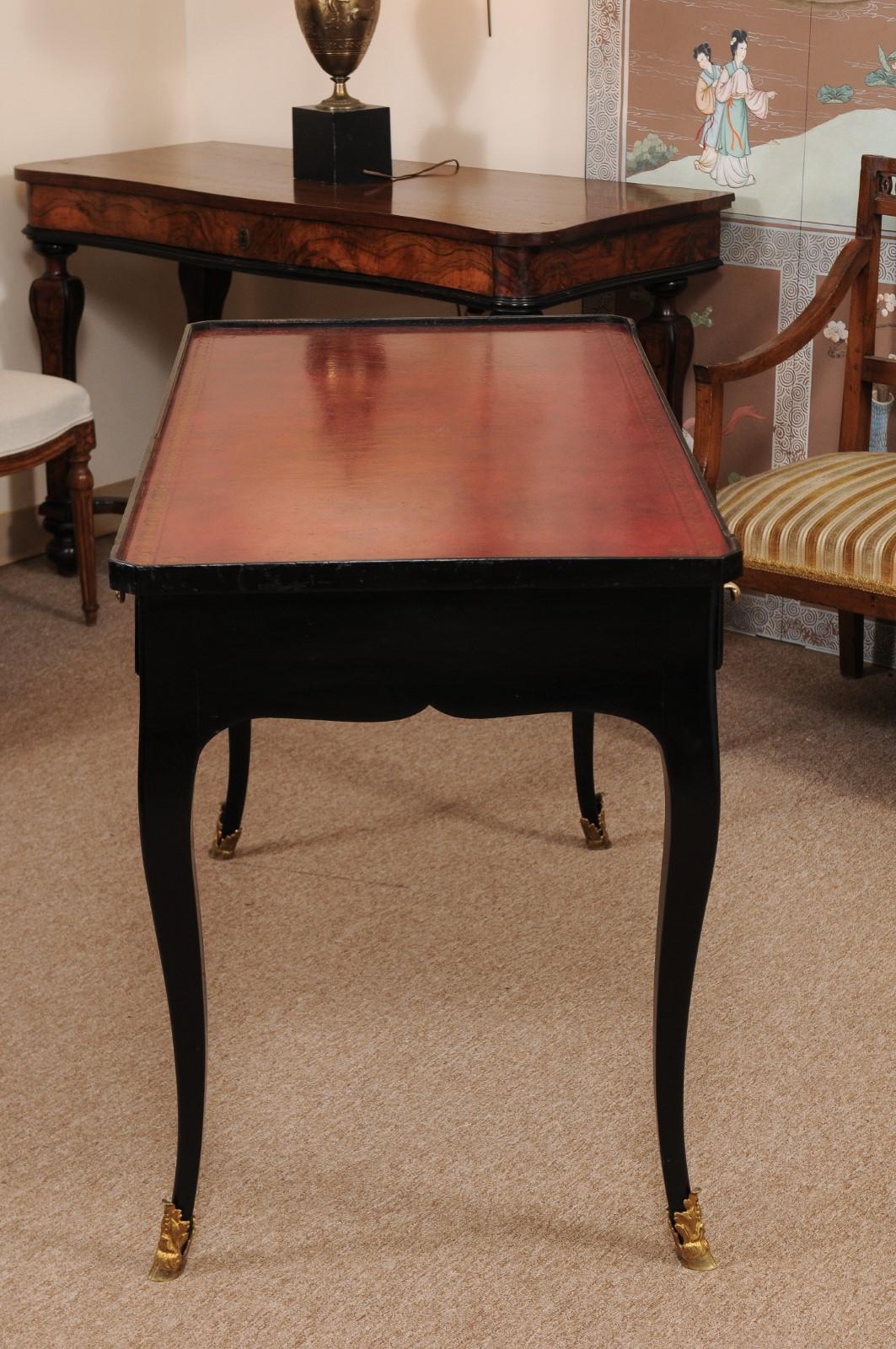 French Rococo Style Black Lacquered Writing Table, Early 20th Century ...