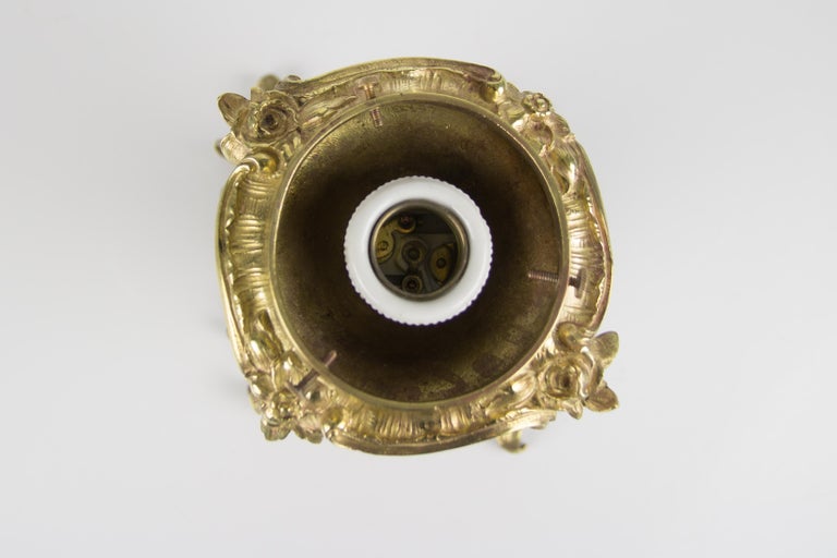 French Rococo Style Bronze and White Frosted Cut Glass Ceiling Light at ...