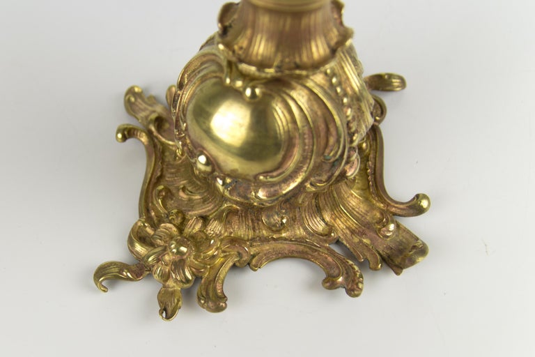 French Rococo Style Bronze and White Frosted Cut Glass Ceiling Light at ...