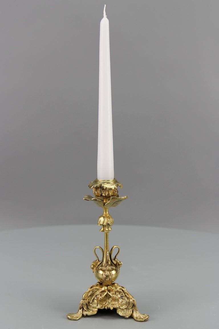 French Rococo Style Bronze Candlestick, circa 1920s For Sale at 1stDibs