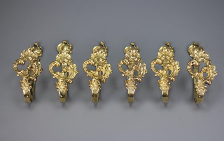 French Rococo Style Bronze Curtain Tiebacks or Curtain Holders, Set of ...