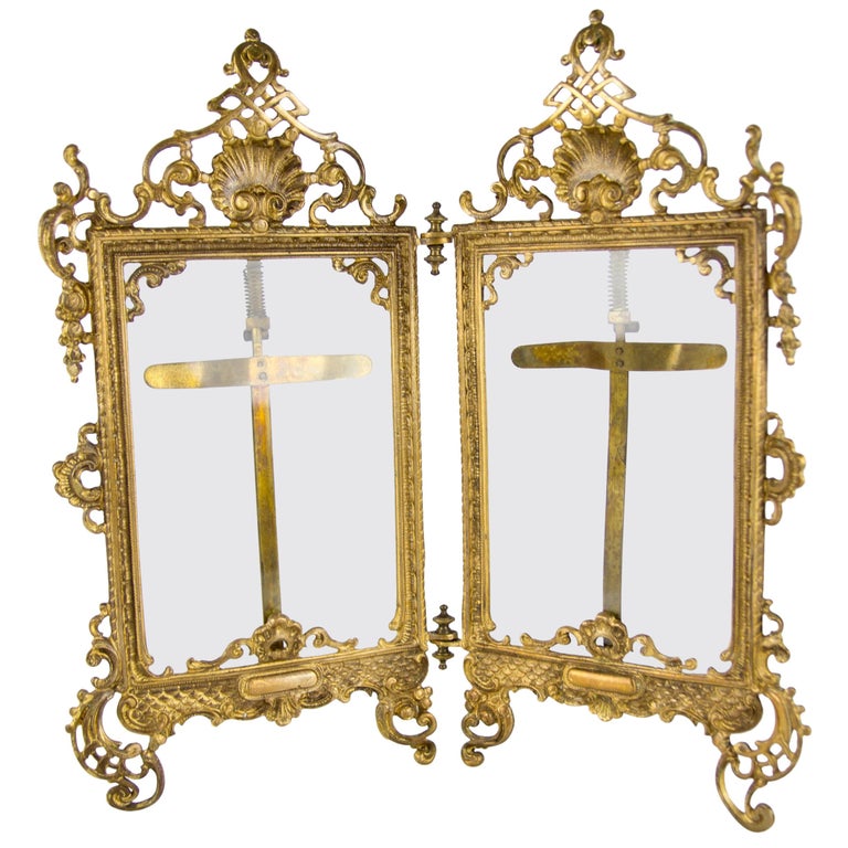 French Rococo Style Bronze Hinged Double Picture Frame, Early 20th ...