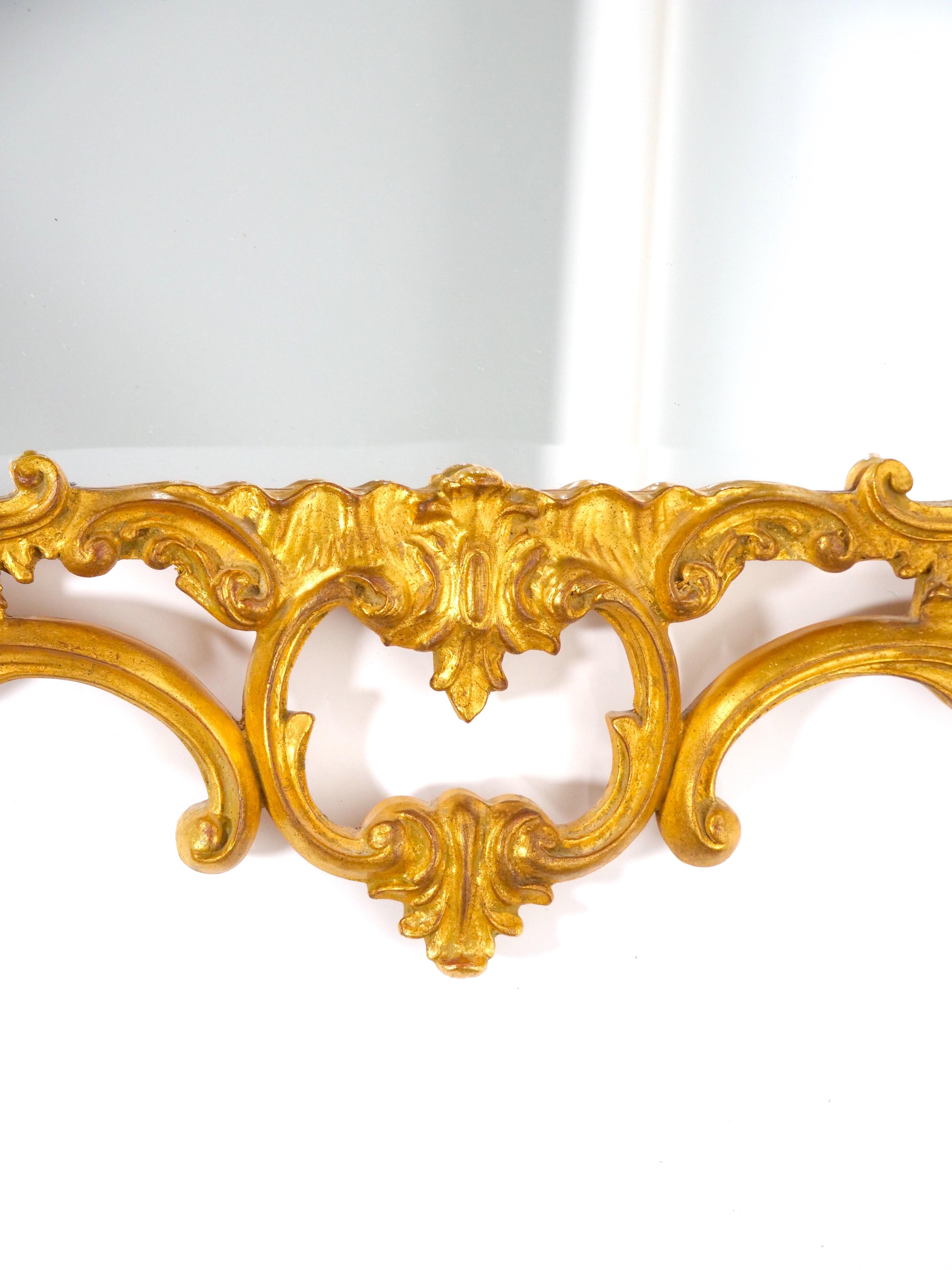French Rococo Style Gilt Wood Frame Hanging Wall Mirror For Sale at 1stDibs