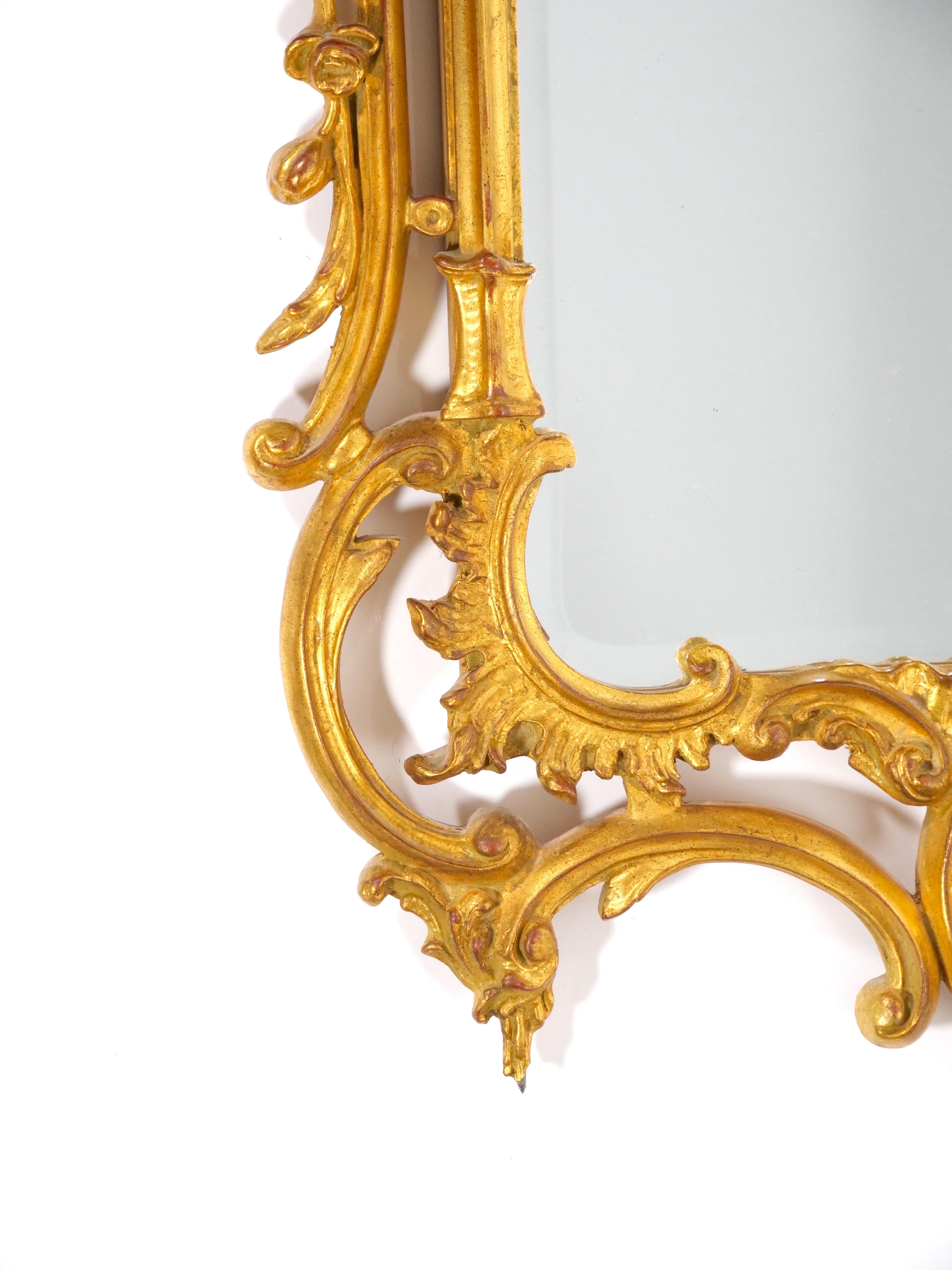 French Rococo Style Gilt Wood Frame Hanging Wall Mirror For Sale at 1stDibs