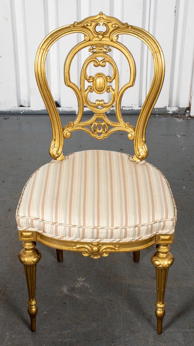 French Rococo Style Giltwood Side Chairs, 4 at 1stDibs