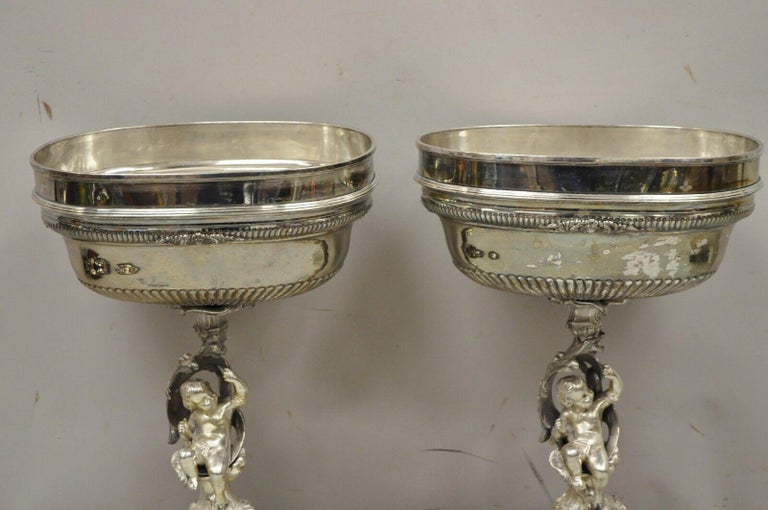 French Rococo Style Silver Plated Cherub Dome Centerpiece Fruit Bowls ...