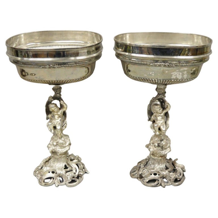 French Rococo Style Silver Plated Cherub Dome Centerpiece Fruit Bowls ...