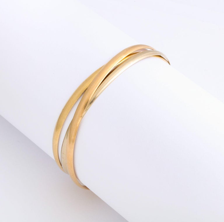 French Rolling Bangles in Tricolor Gold For Sale at 1stDibs