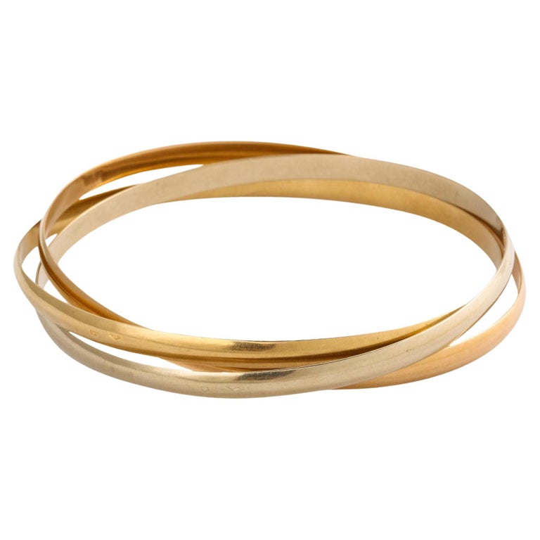 French Rolling Bangles in Tricolor Gold For Sale at 1stDibs