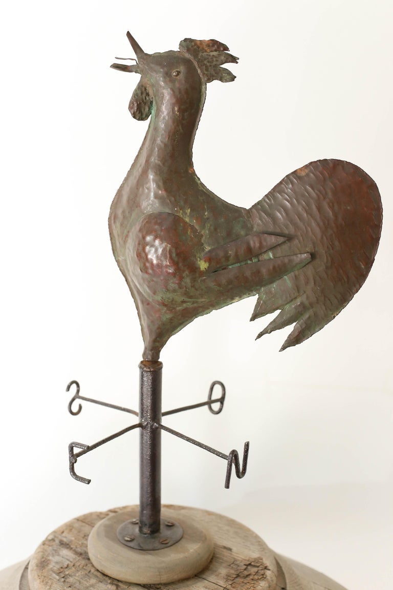 French Rooster Weather Vane on Wood Base at 1stDibs