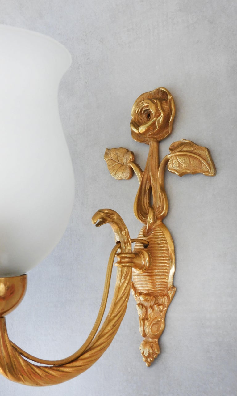French Rose Flower Wall Light Sconces C1950s For Sale at 1stDibs