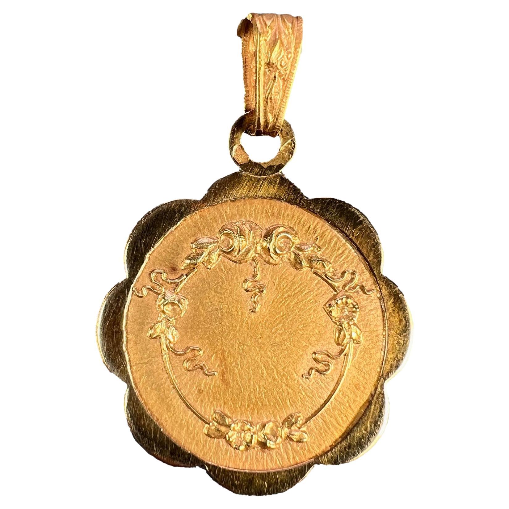 French 18 Karat Yellow Rose Gold February Charm Pendant For Sale at 1stDibs