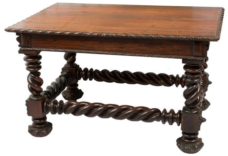 Portuguese Rosewood Coffee Table with Elaborately Turned Legs and Spans ...