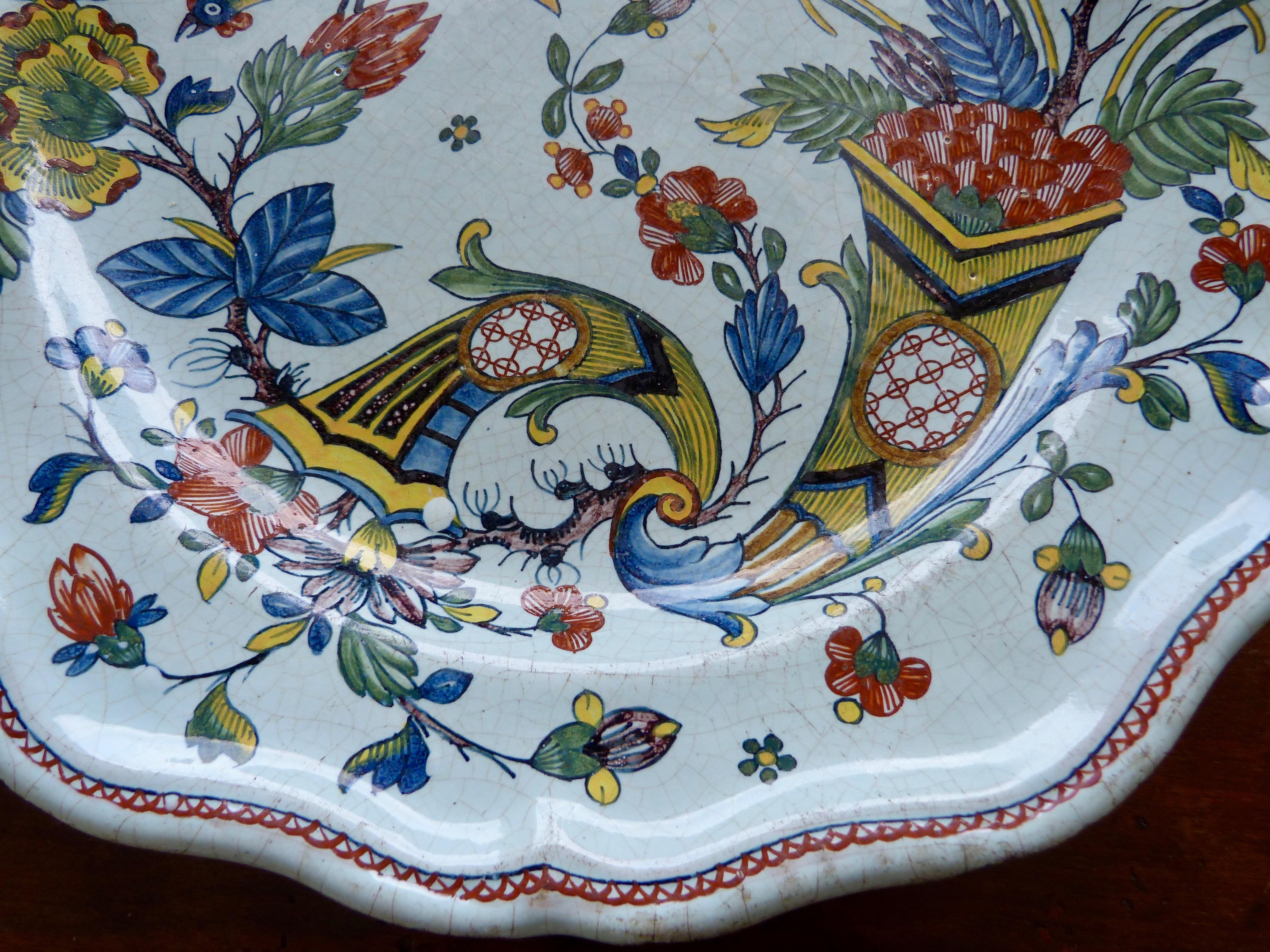 French Rouen Large Faïence Charger, Mid-18th Century at 1stDibs