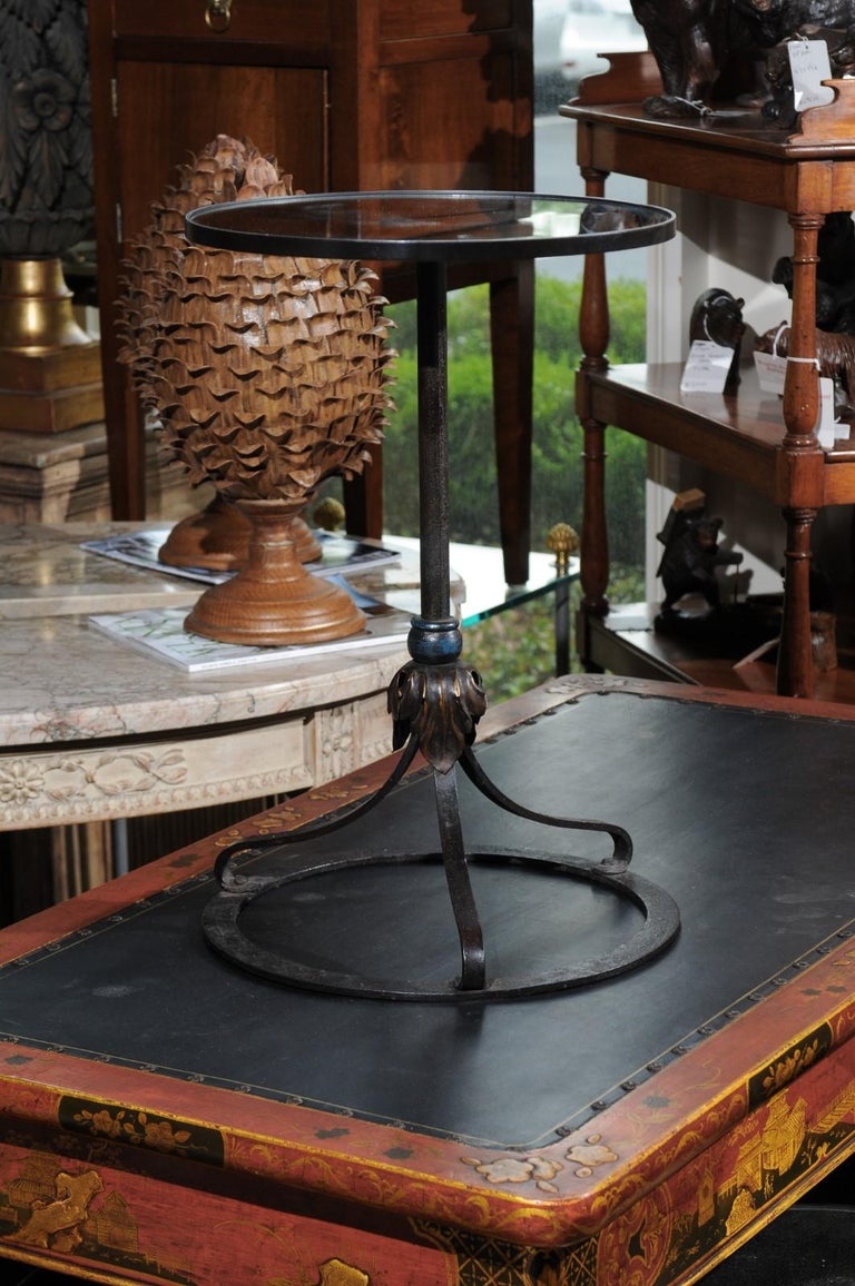 French Round Drinks Table Repurposed from a 1900s Iron Lamp, with ...