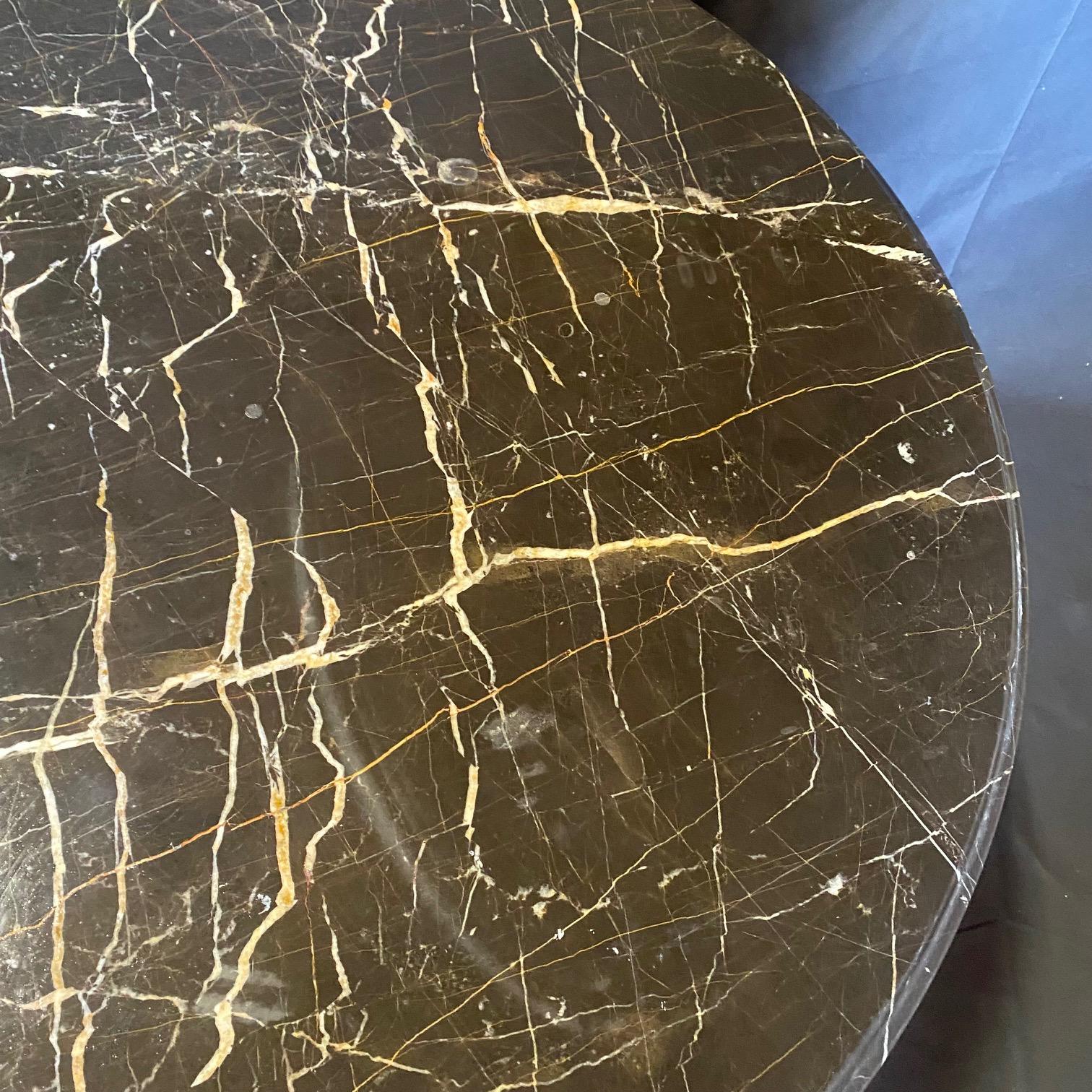 French Round Marble Top Dining or Center Table with Pedestal Base For ...