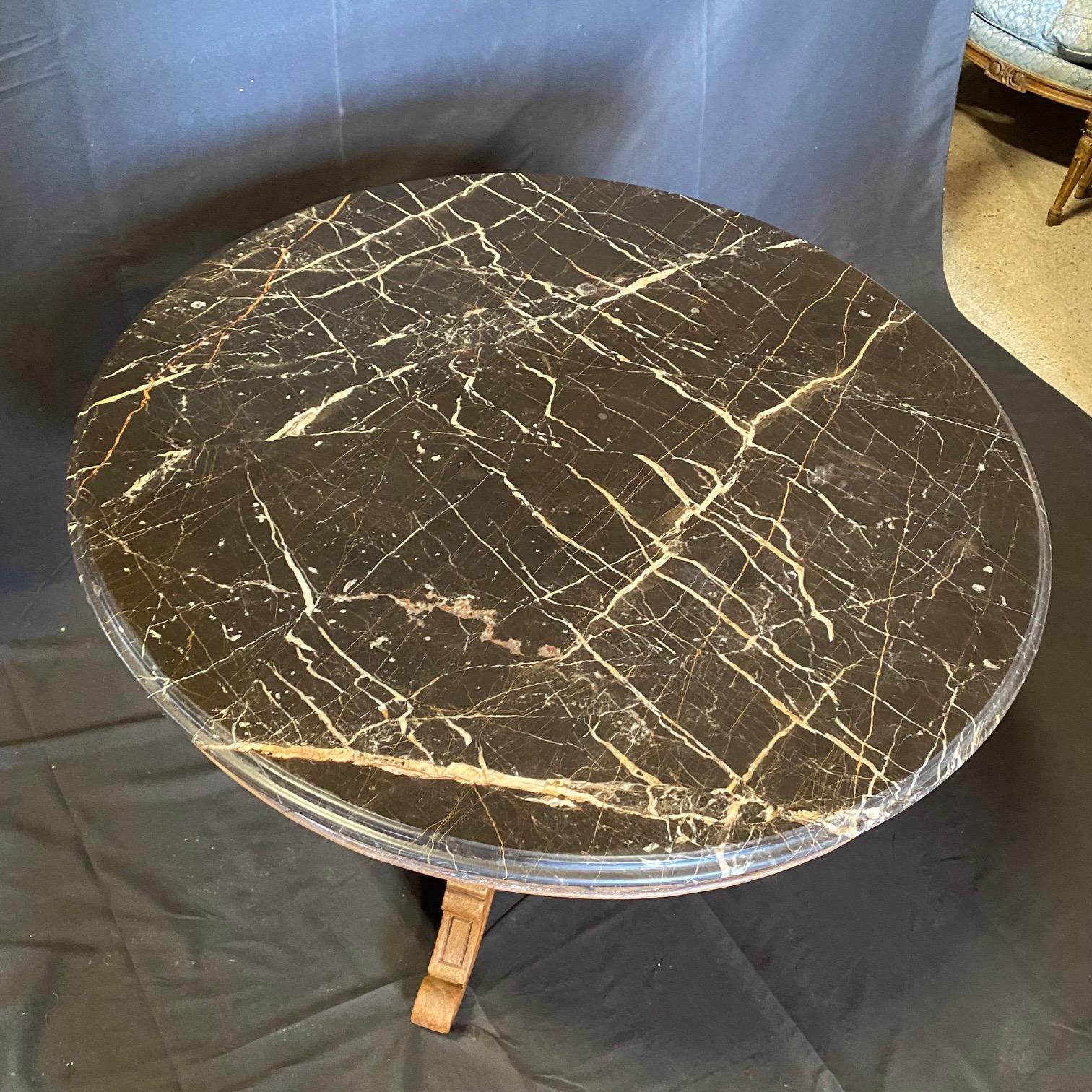 French Round Marble Top Dining or Center Table with Pedestal Base For ...