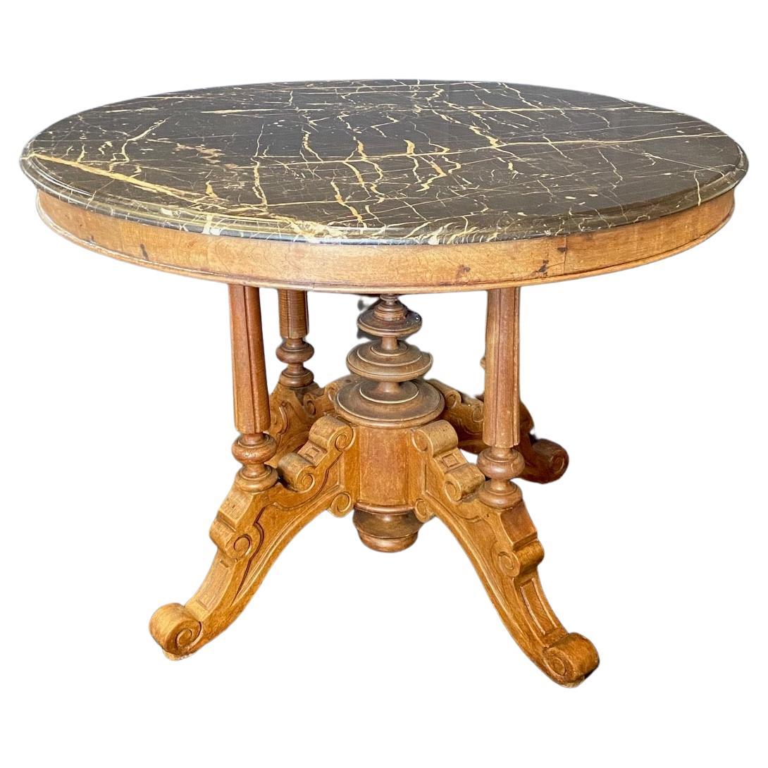 French Round Marble Top Dining or Center Table with Pedestal Base For ...