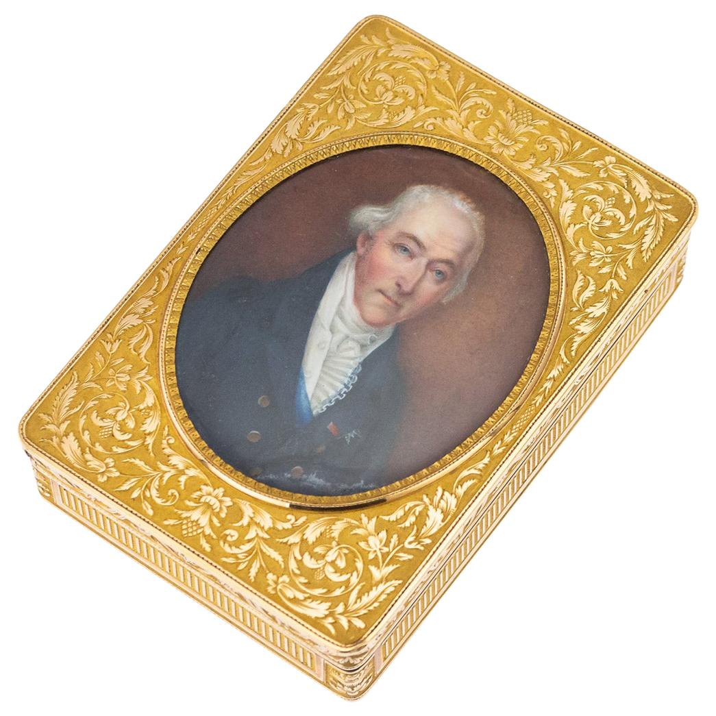 French Royal 18-Karat Gold and Enamel Snuff Box with Miniature, circa ...